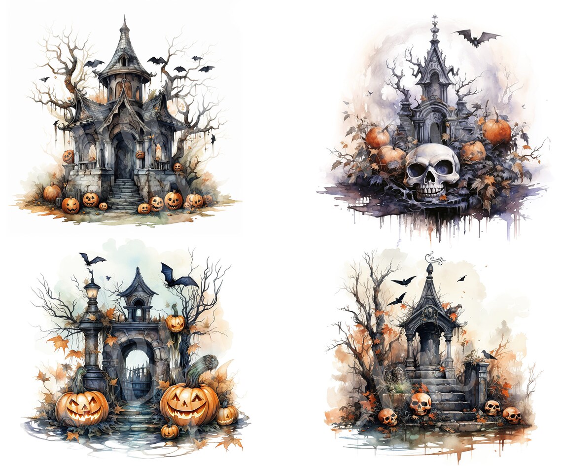 Spooky Tomb Clipart for Commercial Use Halloween Graphics - Etsy