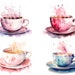 Coffee Cups PNG JPG Clipart, Watercolor Tea Cup Illustrations, Cozy ...