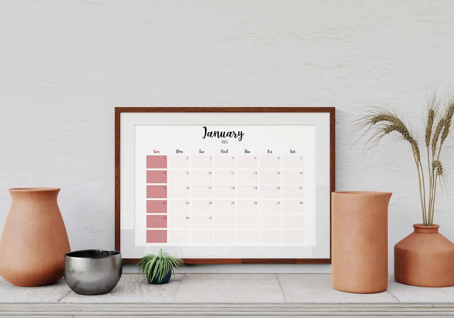 2023 Calendar Monthly Calendar Pink Calendar Printable - Etsy