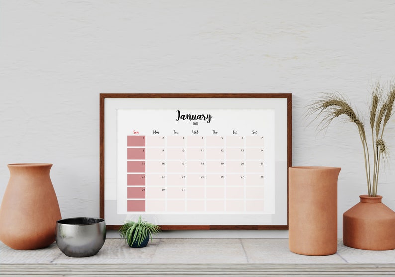 2023 Calendar Monthly Calendar Pink Calendar Printable - Etsy