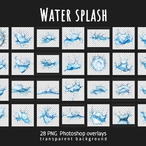 Water Splash Overlay Pack: Transparent PNG Photo Effects (digital ...