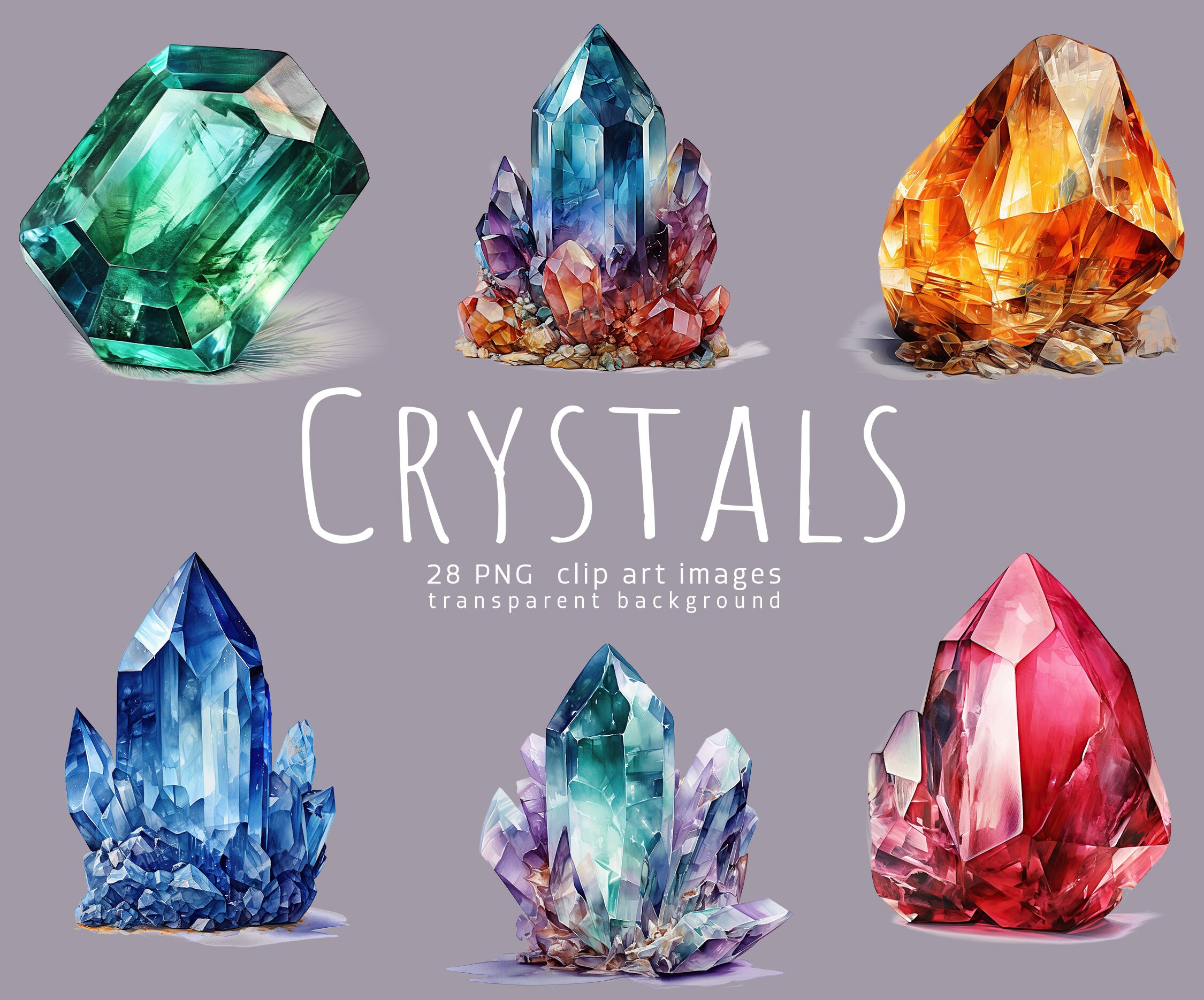 Crystals Clipart, Crystal PNG Illustrations, Gemstone PNG Clipart ...