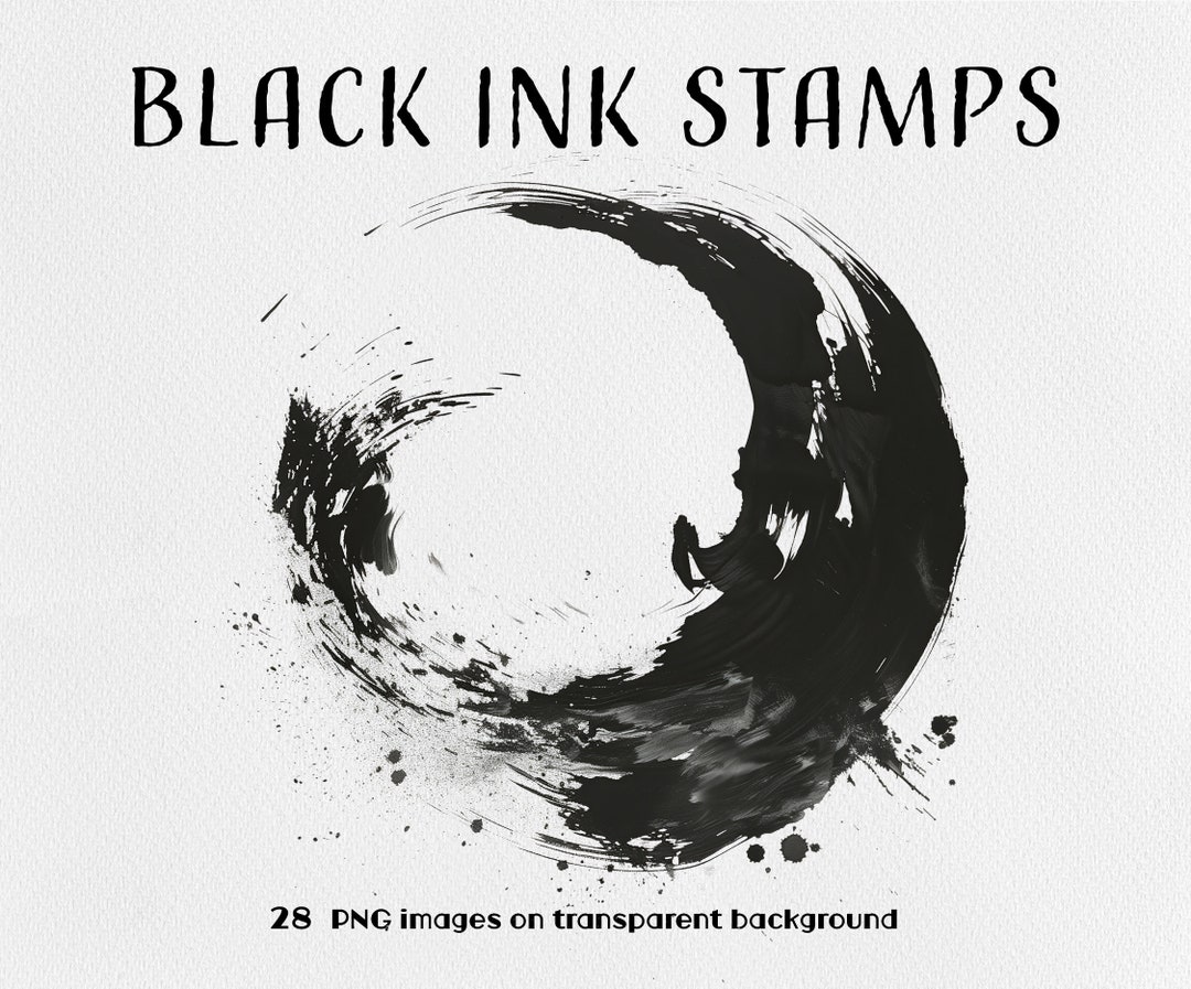 PNG Ink Stamp, Black Paint, Watercolor, Brush Strokes, Illustration ...