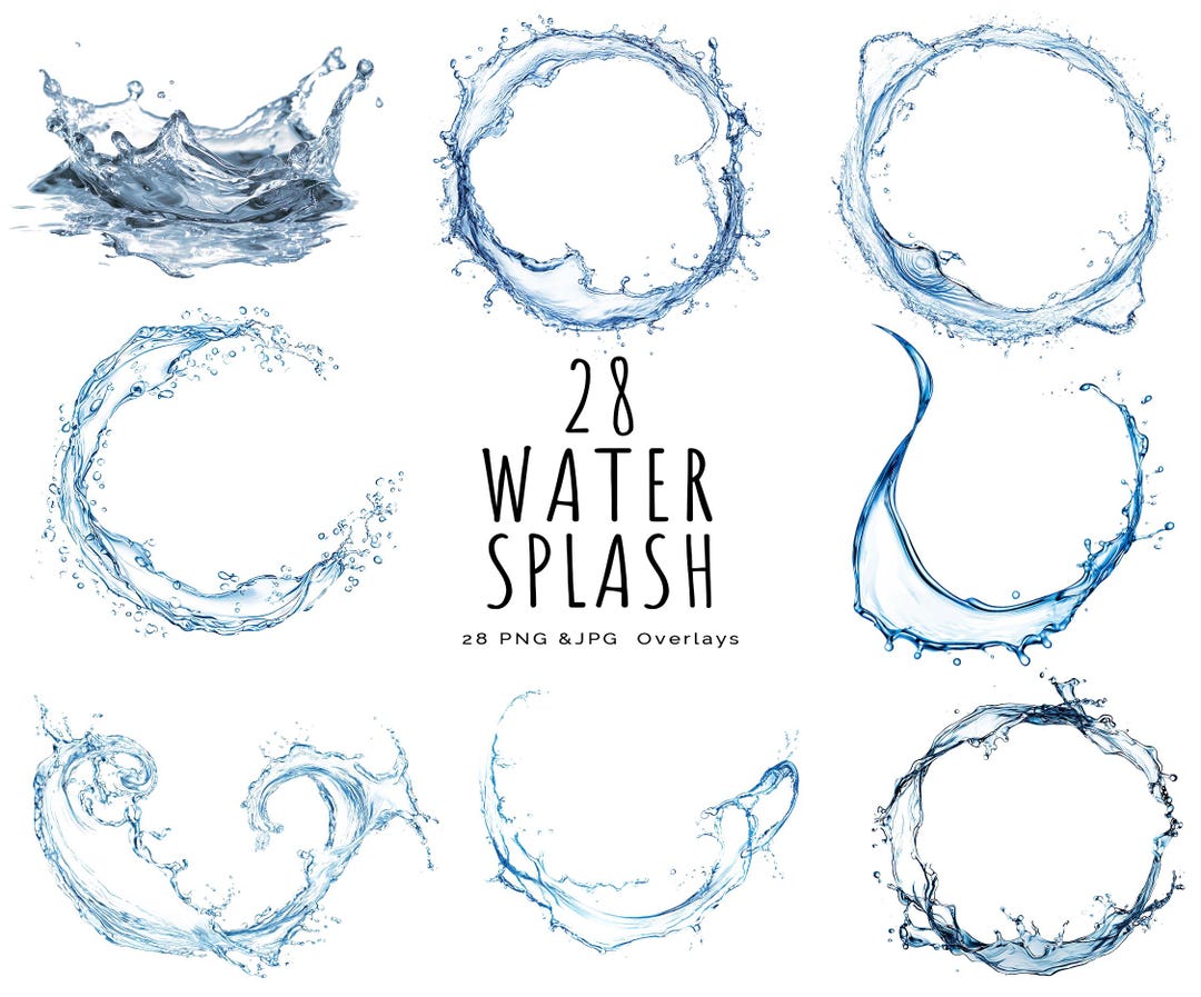 Water Splash Overlay Image Pack , PNG, Transparent Background ,300 DPI ...