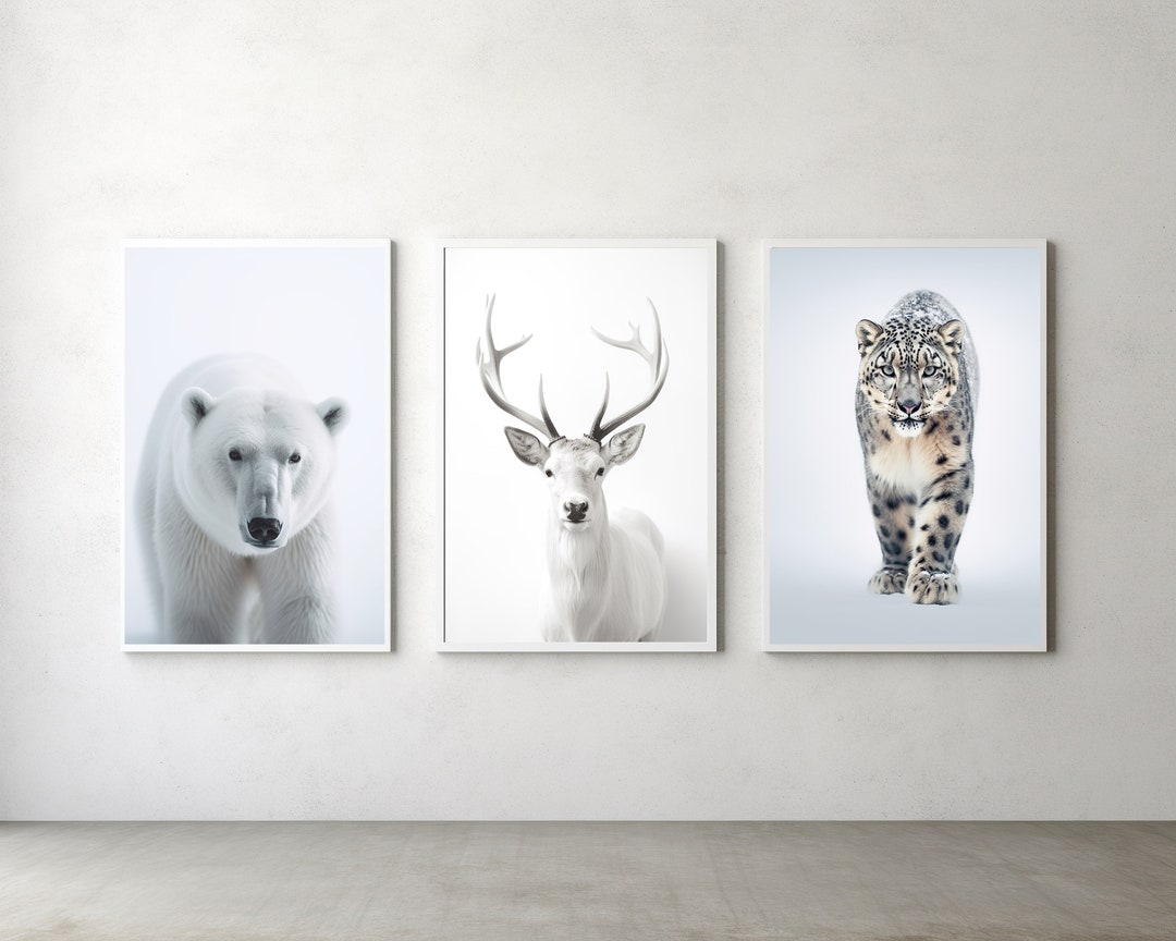 Arctic Animal Prints: Polar Bear, Snow Leopard, Stag (digital Download ...