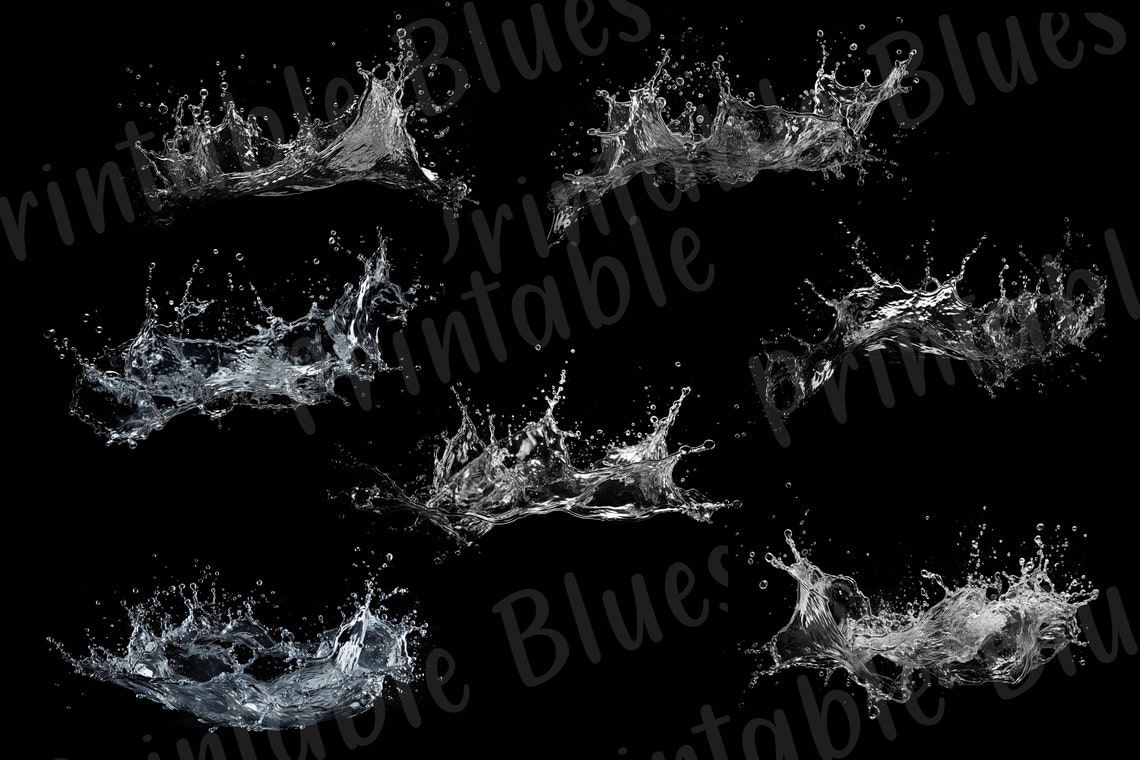 Water Splash PNG Water Splash Overlays on Transparent - Etsy Canada