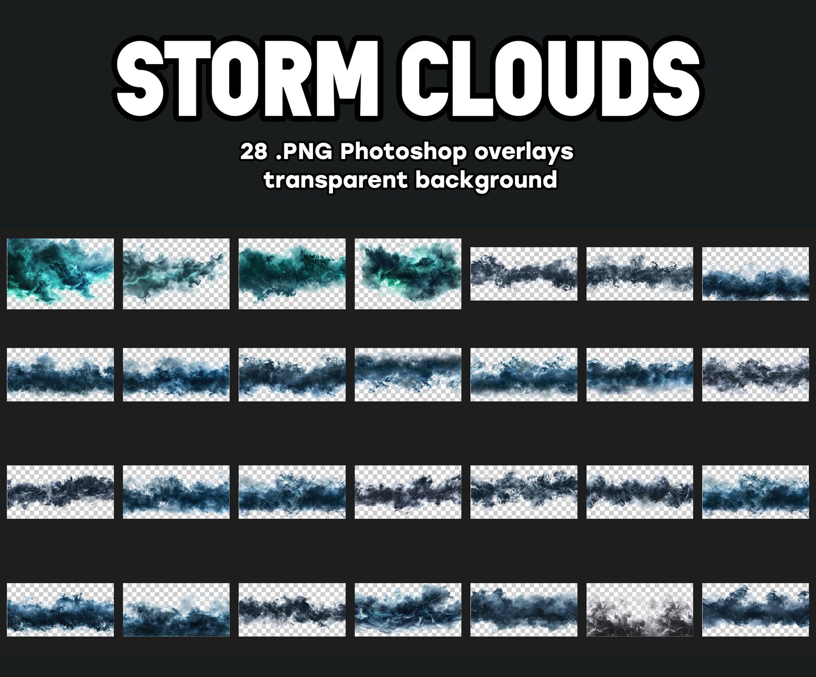 Storm Clouds Overlays: 28 High-resolution PNG Images (digital Download ...