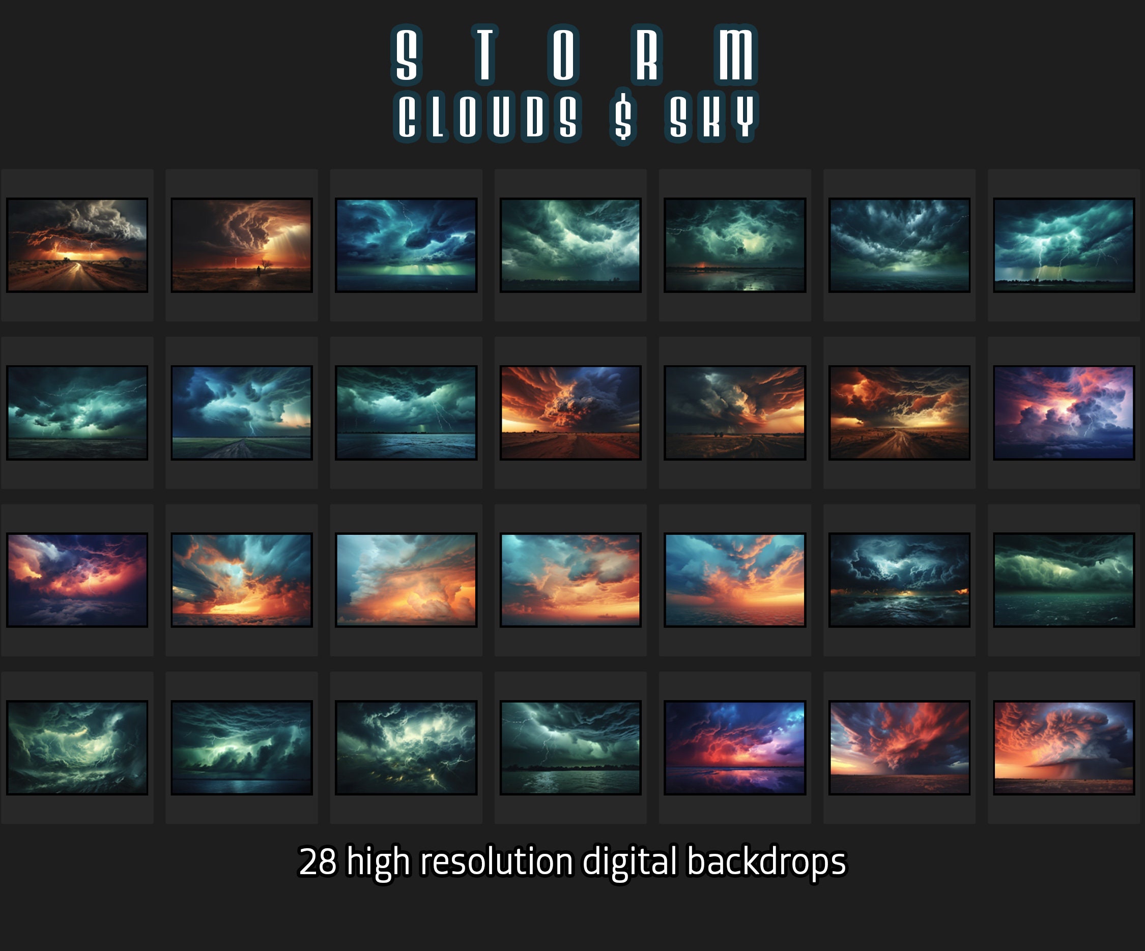 Storm Clouds Digital Backdrops, Sky Digital Background for Photoshop ...