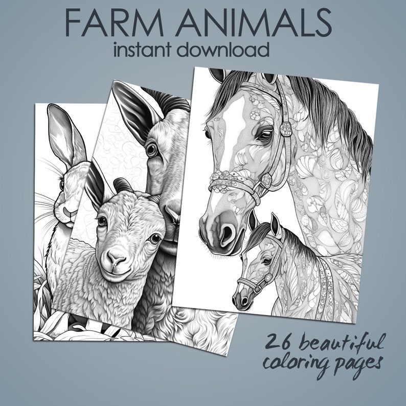 Farm Animals Coloring Pages for Kids, Farm Animals Coloring Book ...