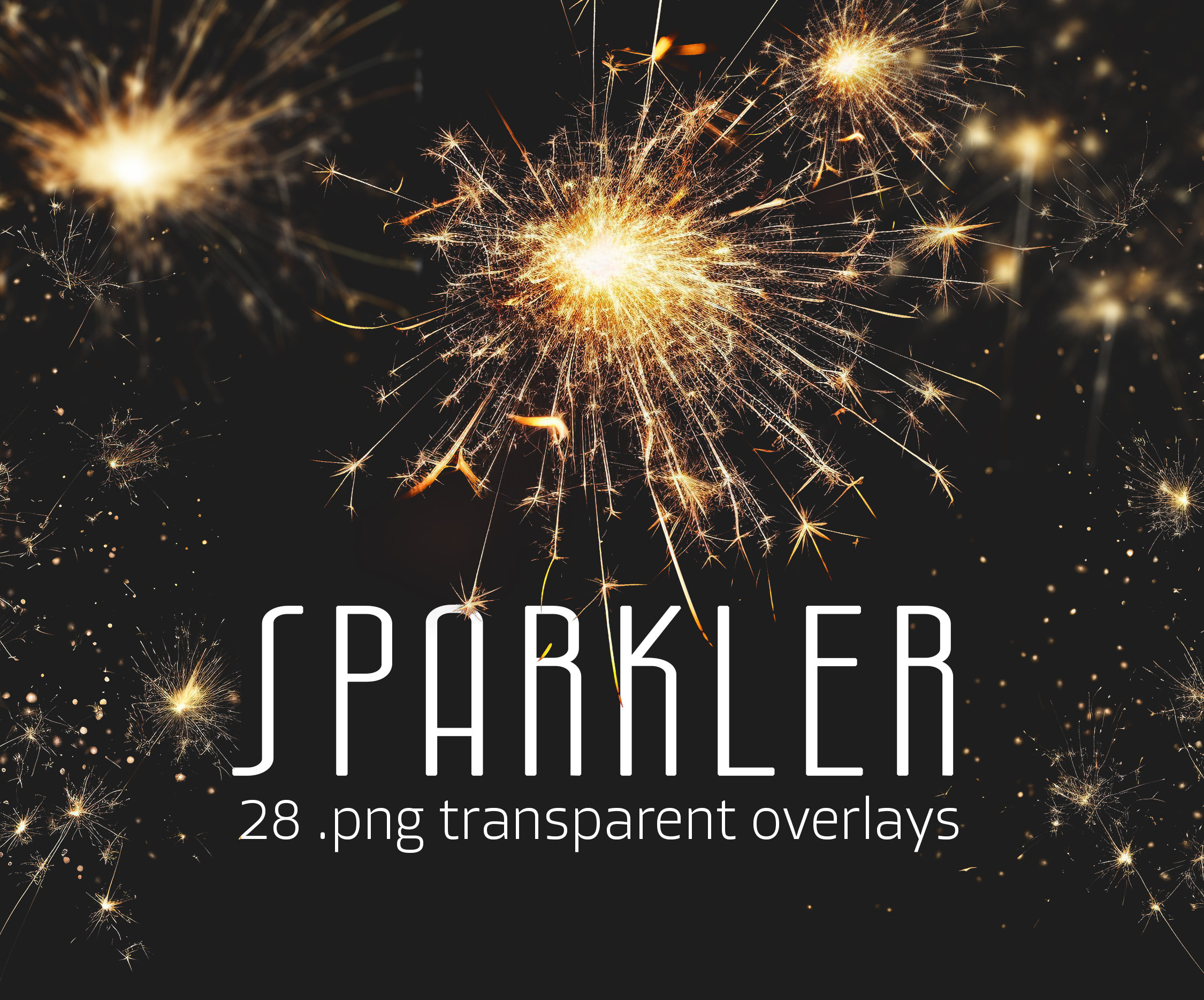 Sparklers Overlays for Photoshop, Transparent PNG Sparkler Effects, Celebratory Photo ...