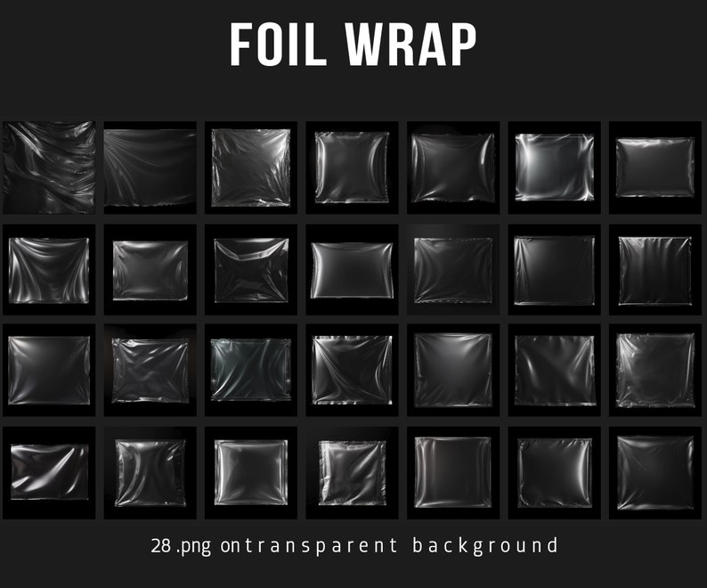 Foil Wrap Overlays: 28 Transparent PNG Textures (digital Download) - Etsy