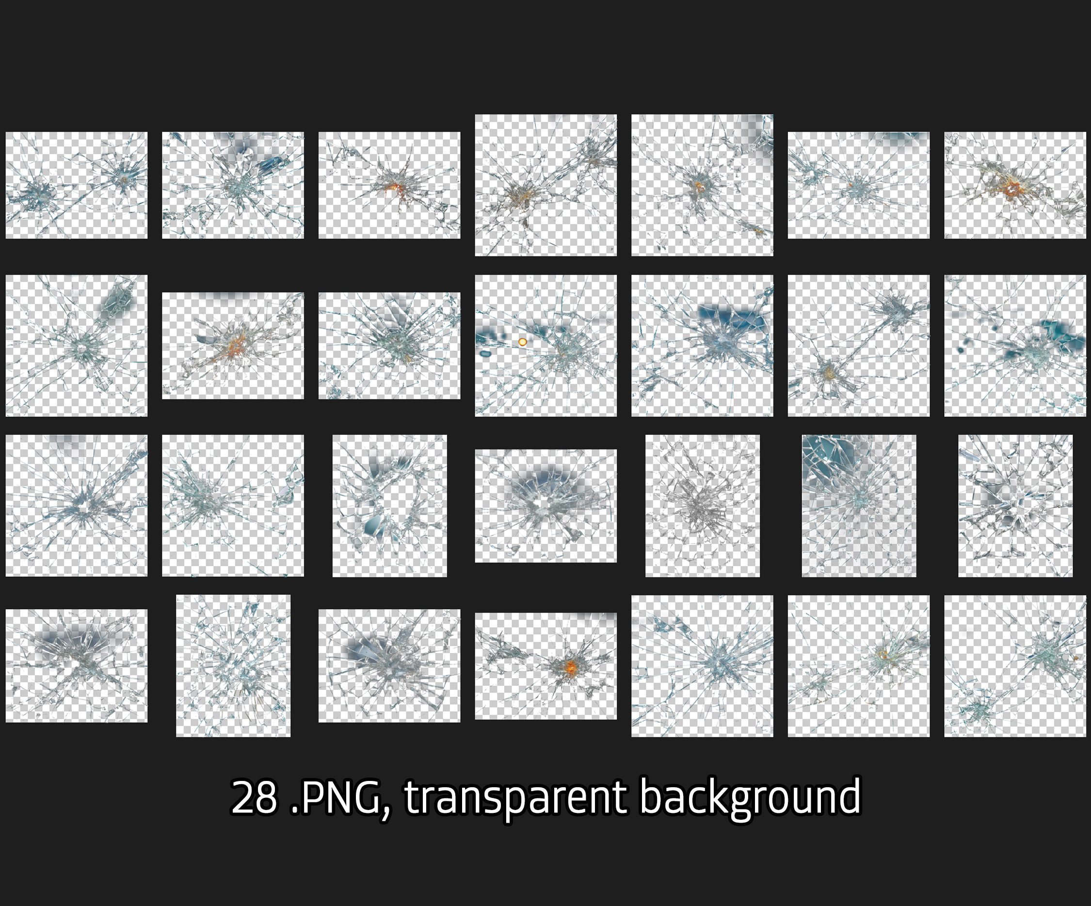 Broken Glass Photo Overlays: Transparent PNG Effects (digital Download ...