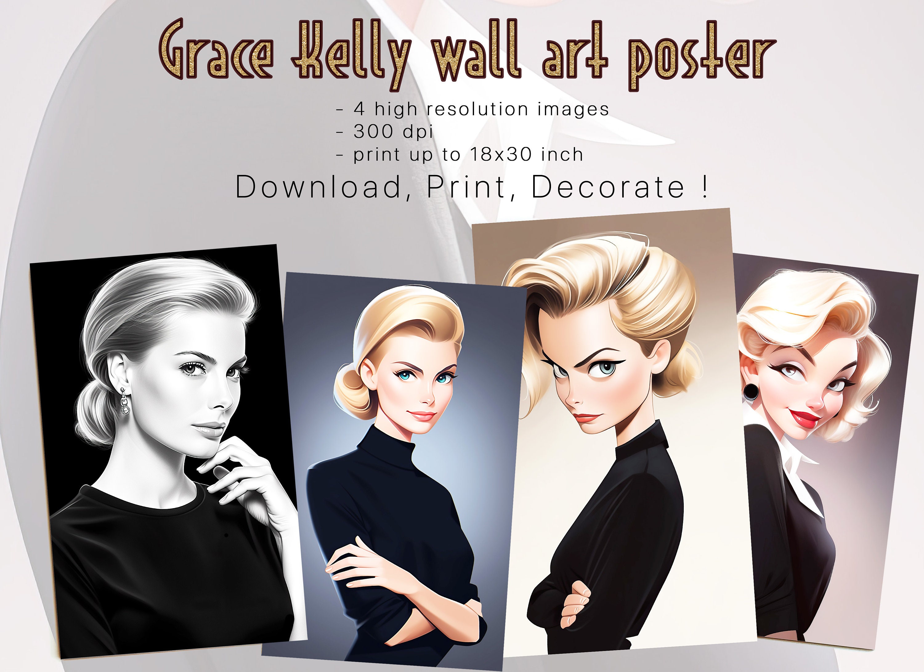 Grace Kelly Poster, Grace Kelly Art, Grace Kelly Print, Caricature Art ...