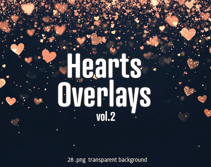 28 Hearts Photo Overlays: Romantic PNG Images (digital Download) - Etsy