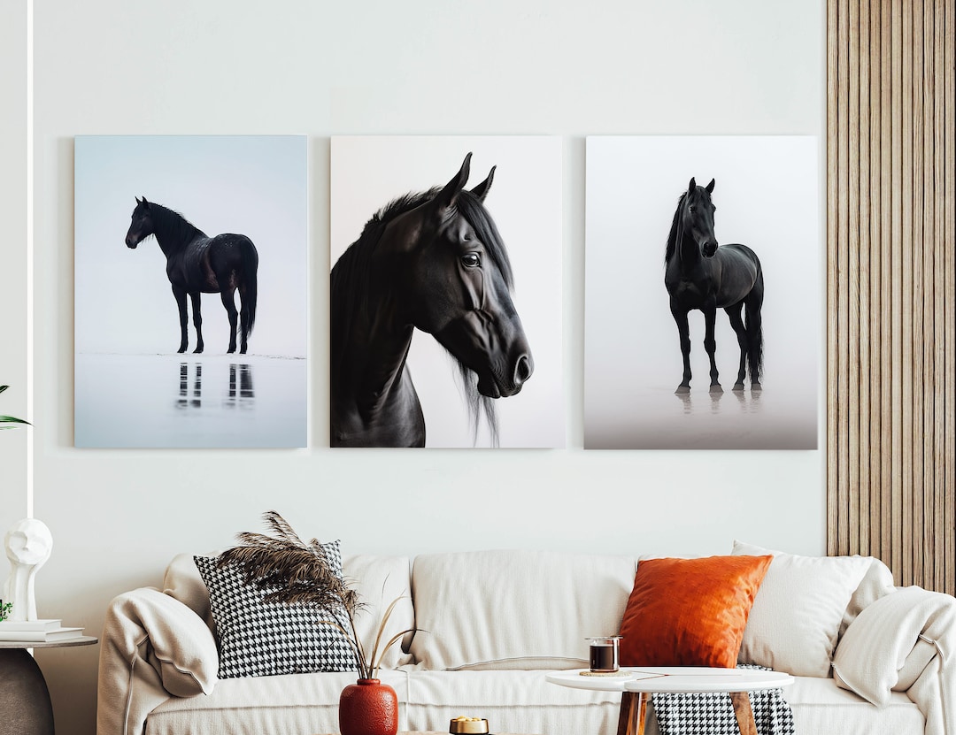Wild Horse Print, Black Horse Poster, Fine Art Horse Print, Clean and ...