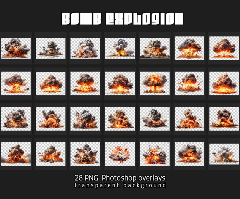 Explosion PNG Overlays: Cinematic Bomb Effects (digital Download) - Etsy