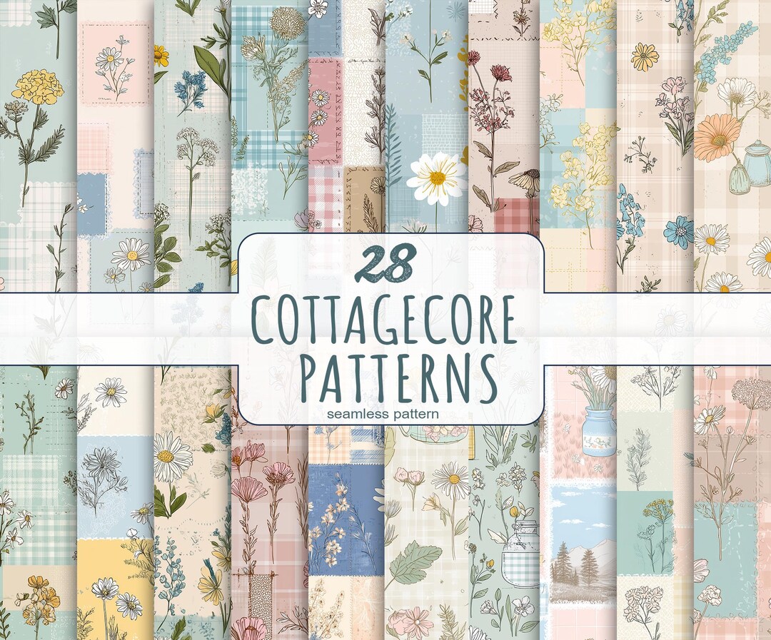 Cottagecore, Seamless Pattern, Bundle, High Resolution, Instant ...
