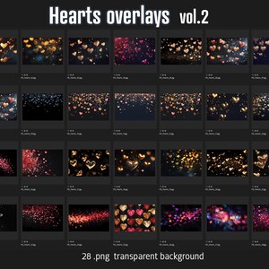 28 Hearts Photo Overlays: Romantic PNG Images (digital Download) - Etsy