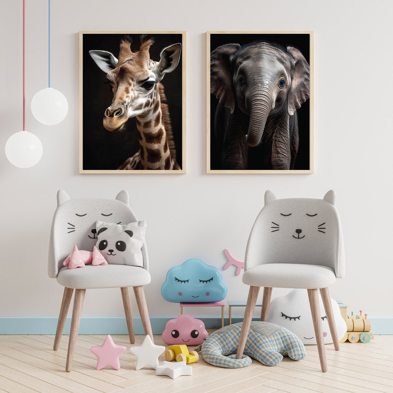 Wild Life Baby Animals Animal Poster Set Wild Life Wall Art - Etsy