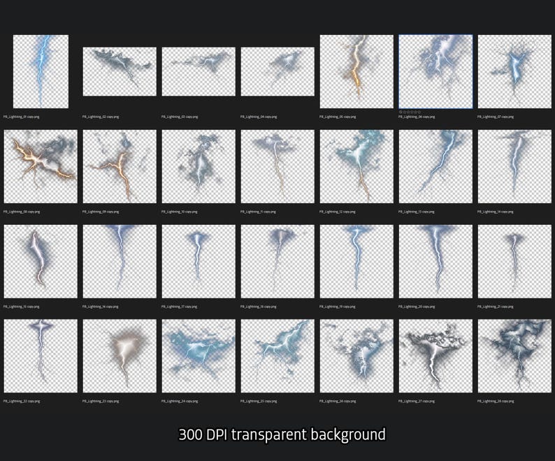 28 Realistic Lightning Overlays: Transparent PNG Effects (digital ...