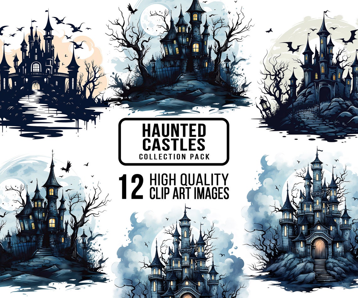 Haunted Castle Clipart PNG for Commercial Use Spooky Haunted - Etsy