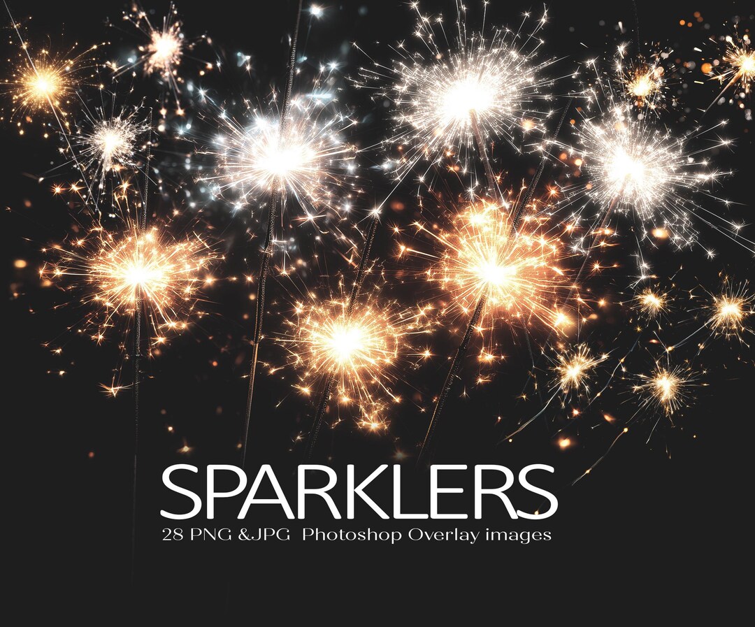 28 Sparkler Overlay, Image Set Digital Glitter, Firework Effect, PNG ...