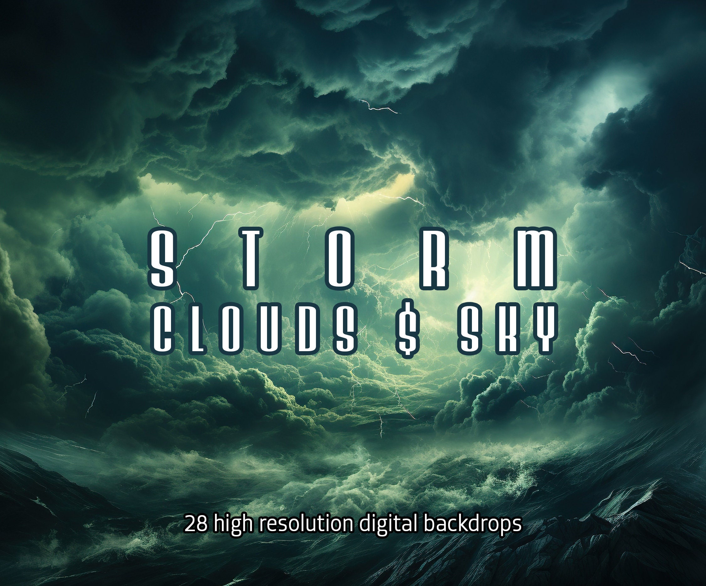 Storm Clouds Digital Backdrops, Sky Digital Background for Photoshop ...
