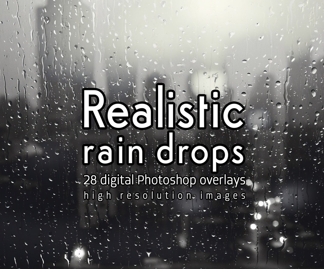Realistic Rain Photoshop Overlays: Moody Photography Enhancements ...