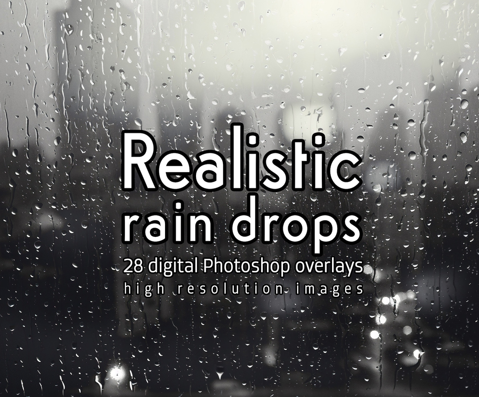 Realistic Rain Photoshop Overlays: Moody Photography Enhancements ...