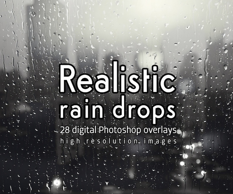 Realistic Rain Photoshop Overlays: Moody Photography Enhancements ...
