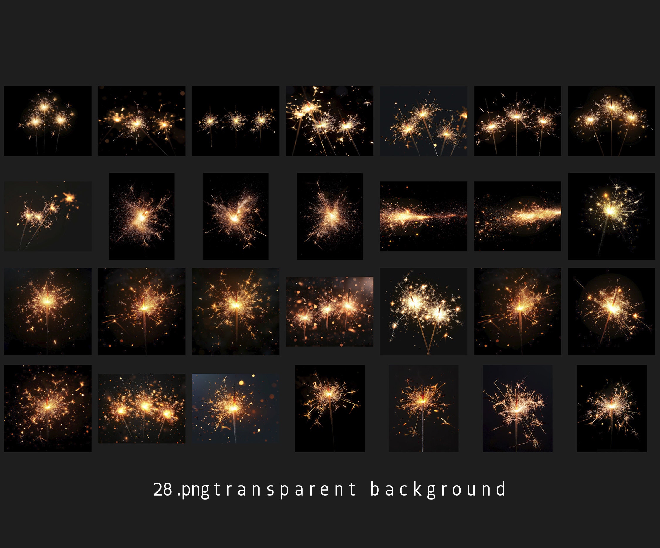 28 Sparklers Overlays for Photoshop, Transparent PNG Sparkler Effects, Celebratory Photo ...