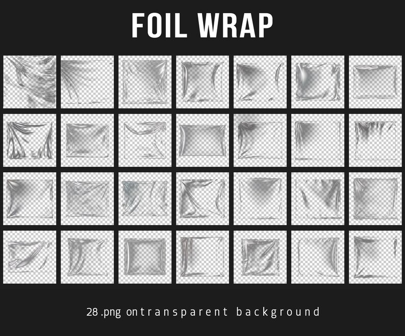 Foil Wrap Overlays: 28 Transparent PNG Textures (digital Download) - Etsy