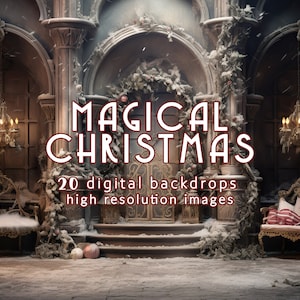 Christmas Backdrop, Magical Christmas Digital Background, Holiday ...