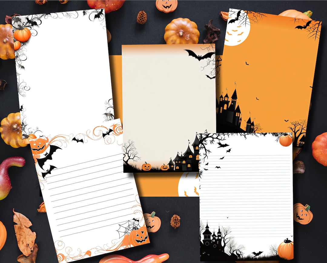 Halloween Stationery, Printable Halloween Letters, Lined and Unlined ...
