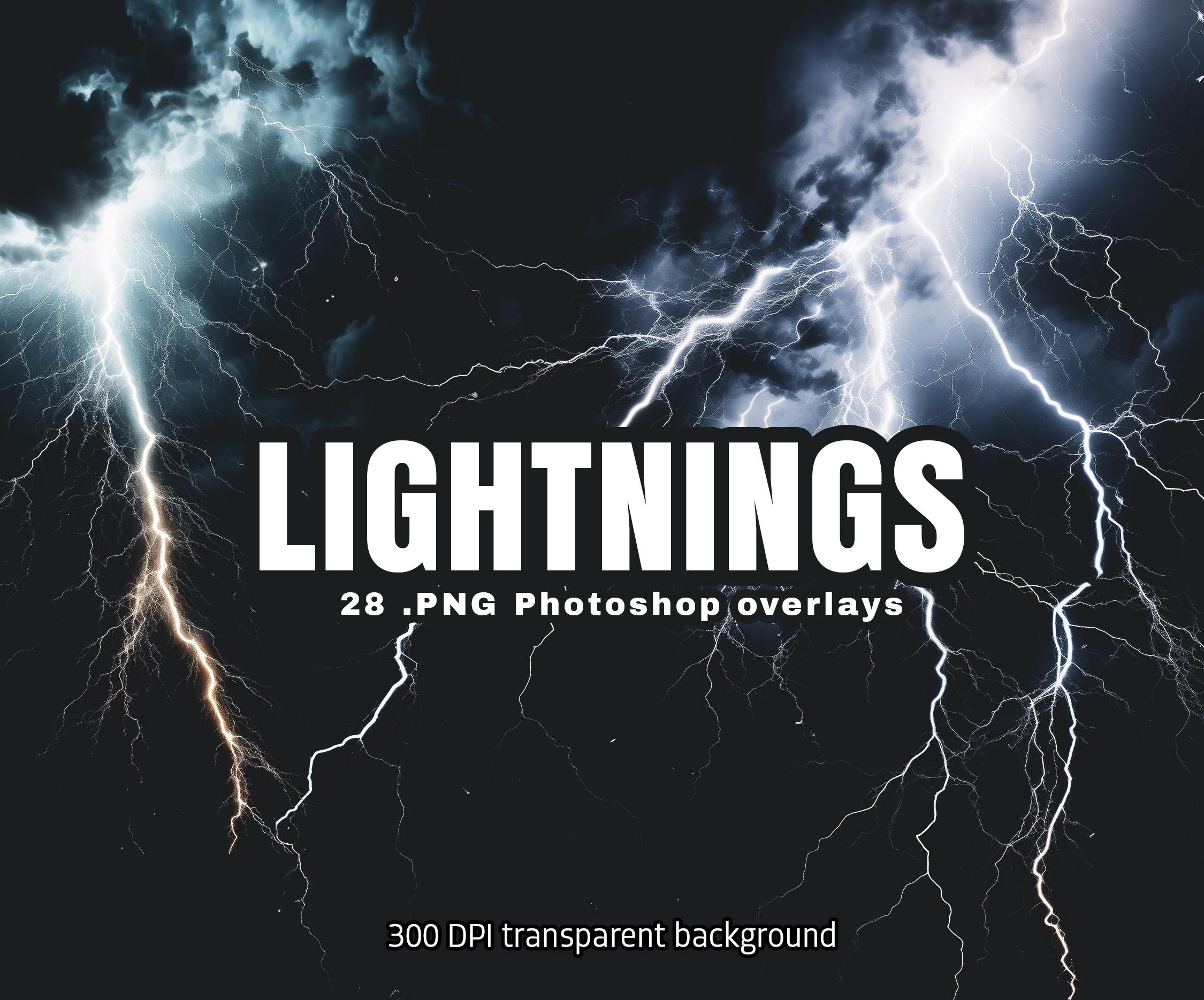 28 Realistic Lightning Overlays: Transparent PNG Effects (digital ...