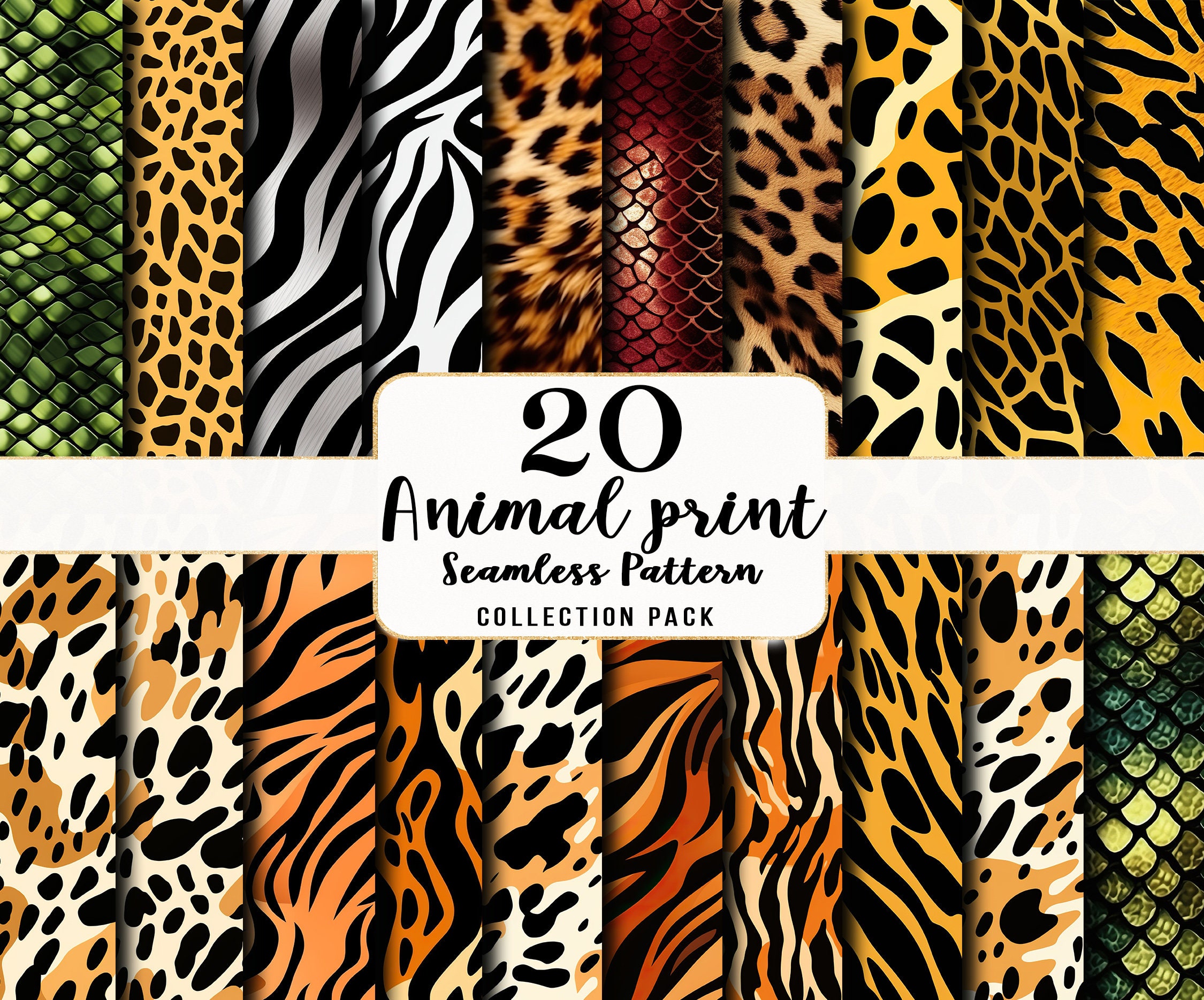 Animal Print Seamless Pattern Digital Paper, Commercial Use Animal ...