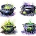 Witch's Cauldron Clipart for Commercial Use, Watercolor Halloween ...
