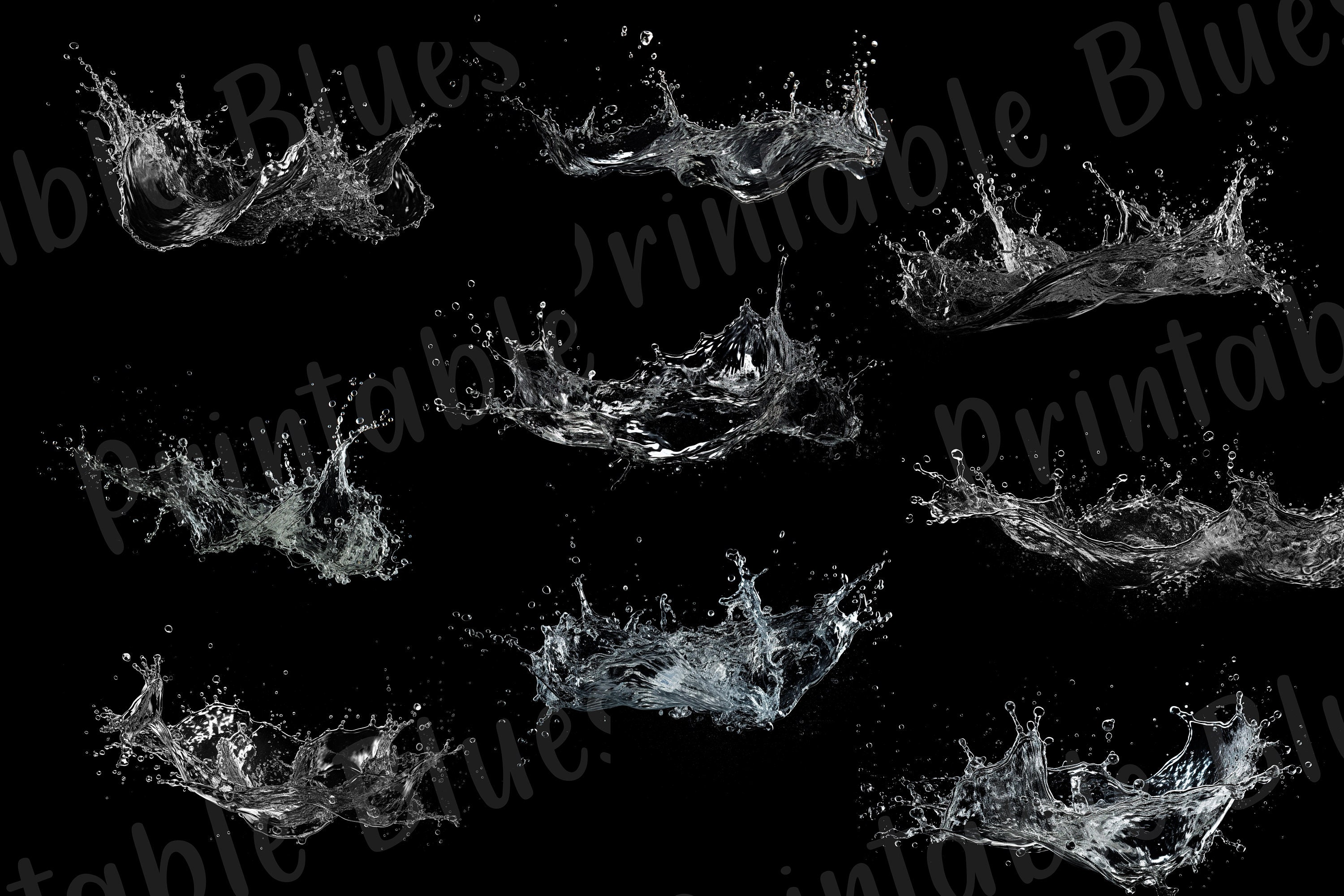 Water Splash PNG, Water Splash Overlays on Transparent Background, Water Clipart, Dynamic Visual ...