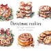 Christmas Cookies Clipart, Watercolor Holiday Illustrations, Festive ...