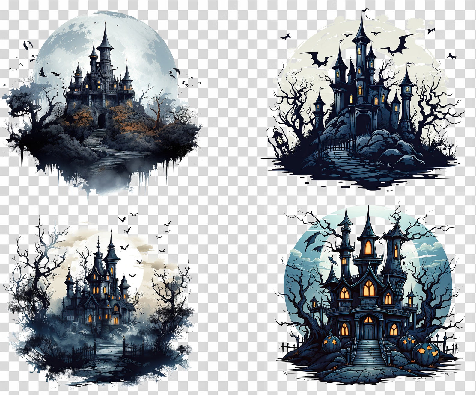 Haunted Castle Clipart PNG for Commercial Use Spooky Haunted - Etsy