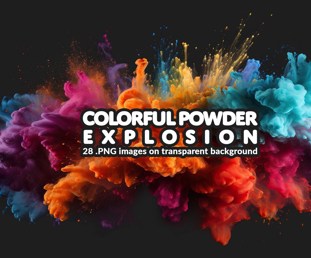 Colorful Powder Explosion Overlays: Dynamic Photo Effects (PNG Digital ...