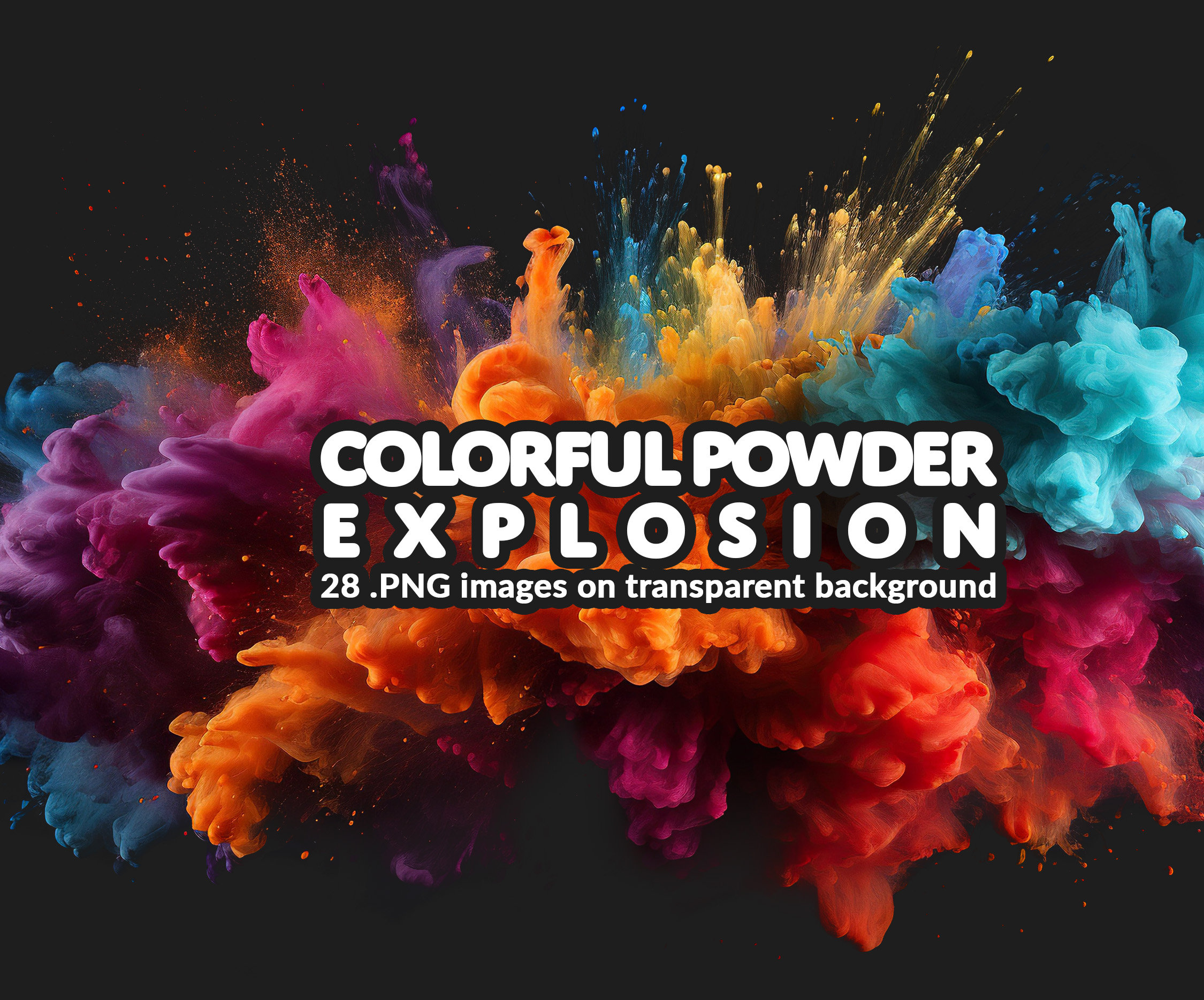 Colorful Powder Overlays, Dust Explosion Effects, PNG Overlays for ...