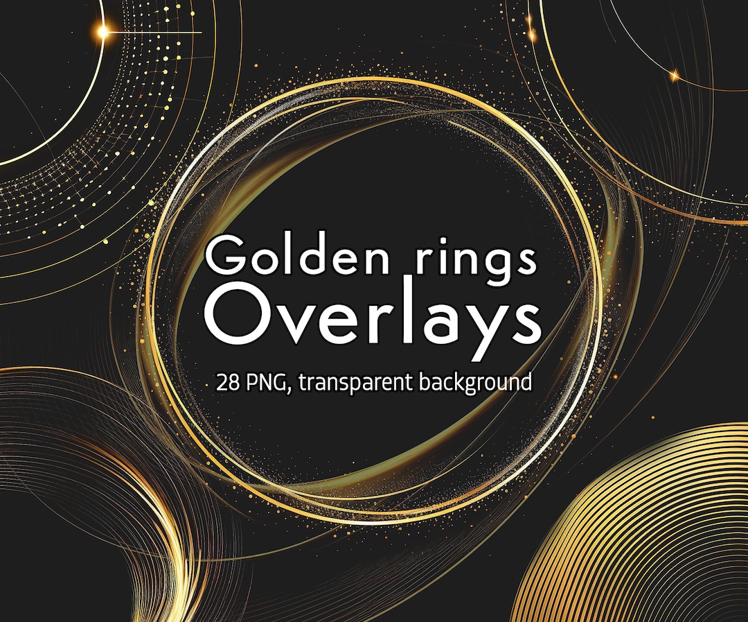 Golden Rings Overlays, Transparent PNG, Photoshop Gold Ring Effects ...