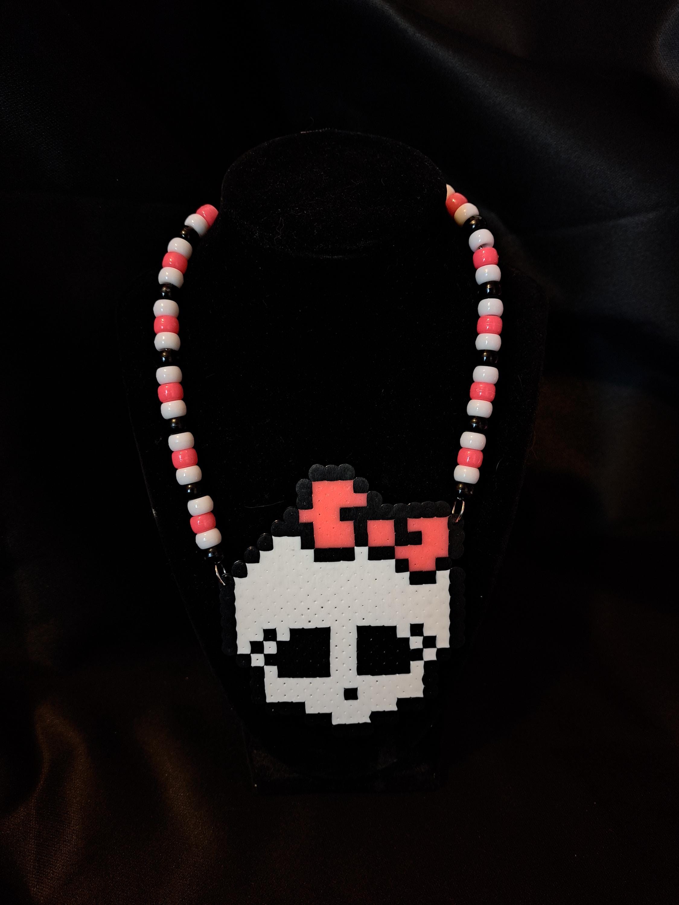 Handmade Monster High Inspired Skullette Perler Bead Pendant Necklace ...