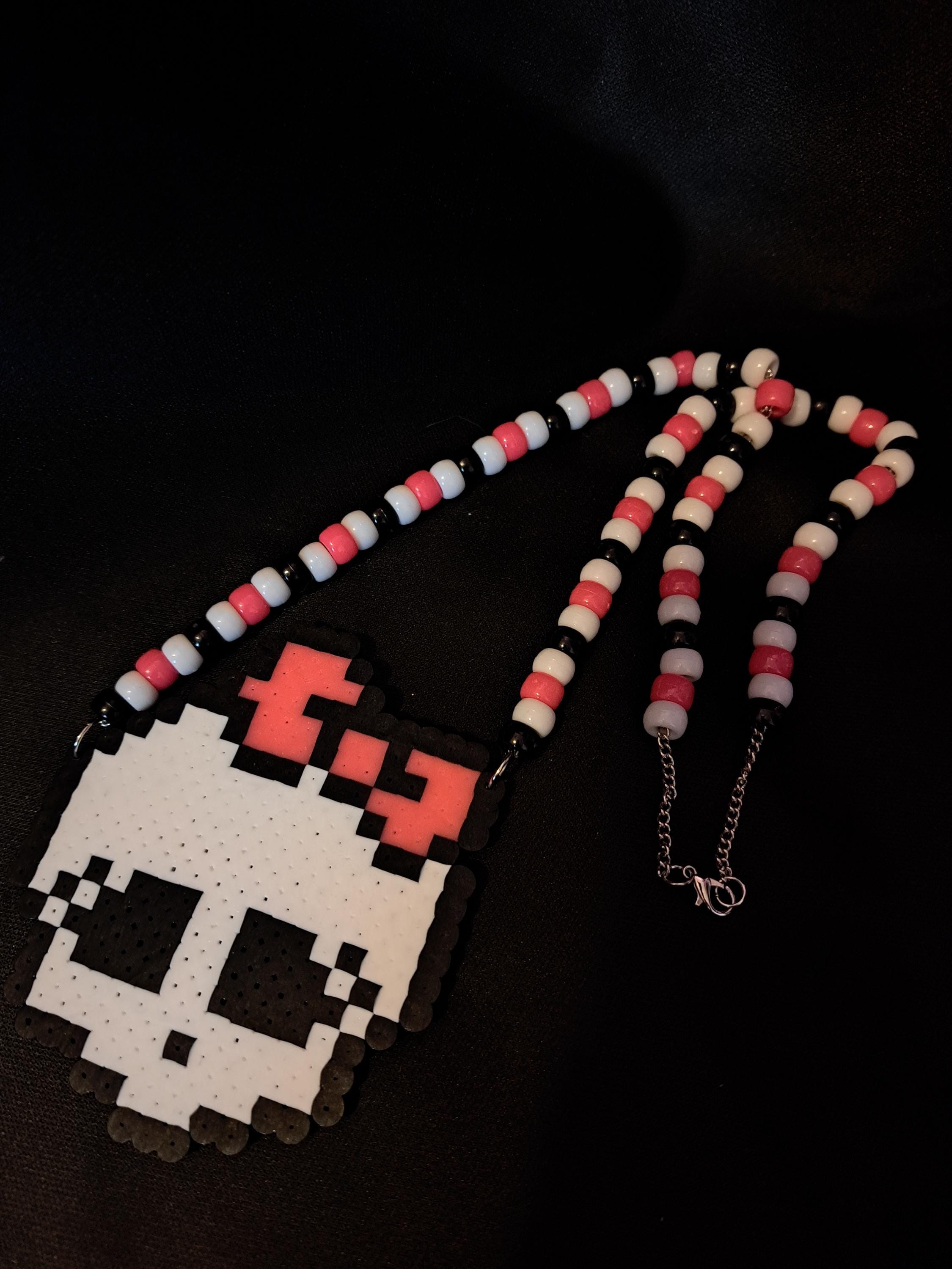 Handmade Monster High Inspired Skullette Perler Bead Pendant Necklace ...
