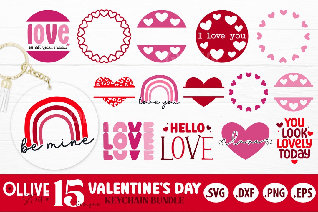 Valentine's Day Keychain SVG | Keychain SVG Bundle - Etsy