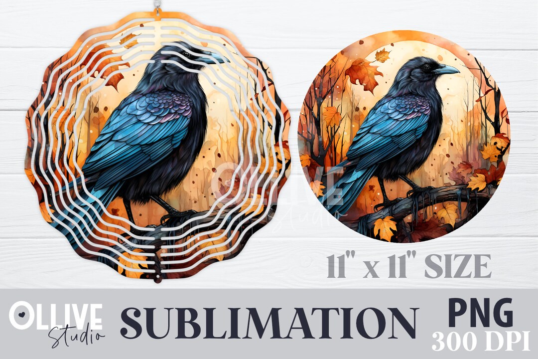 Halloween Raven Wind Spinner Sublimation Round PNG - Etsy