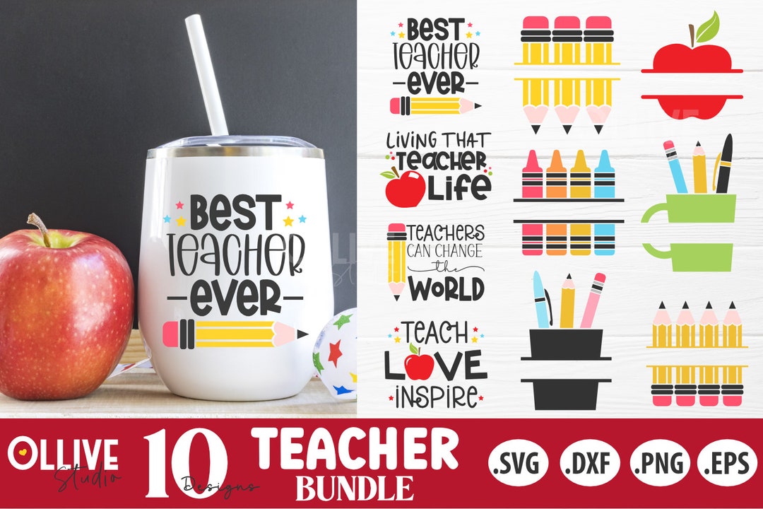 Teacher SVG Bundle | Teacher Split Monogram SVG - Etsy