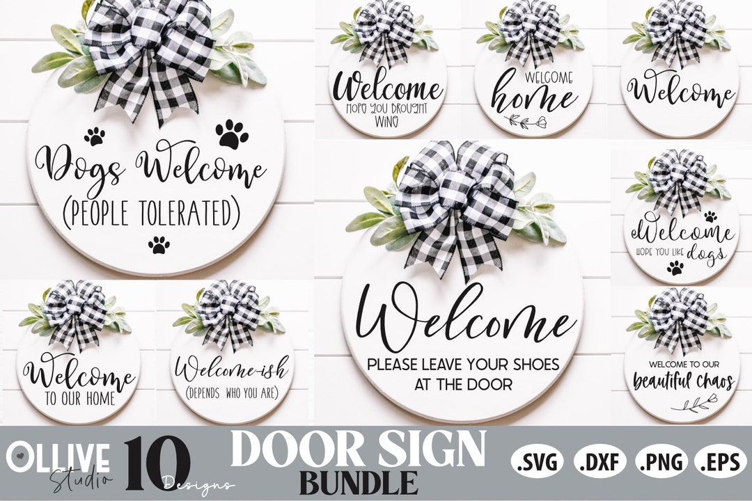 Door Sign SVG Bundle | Welcome Farmhouse Signs Bundle - Etsy