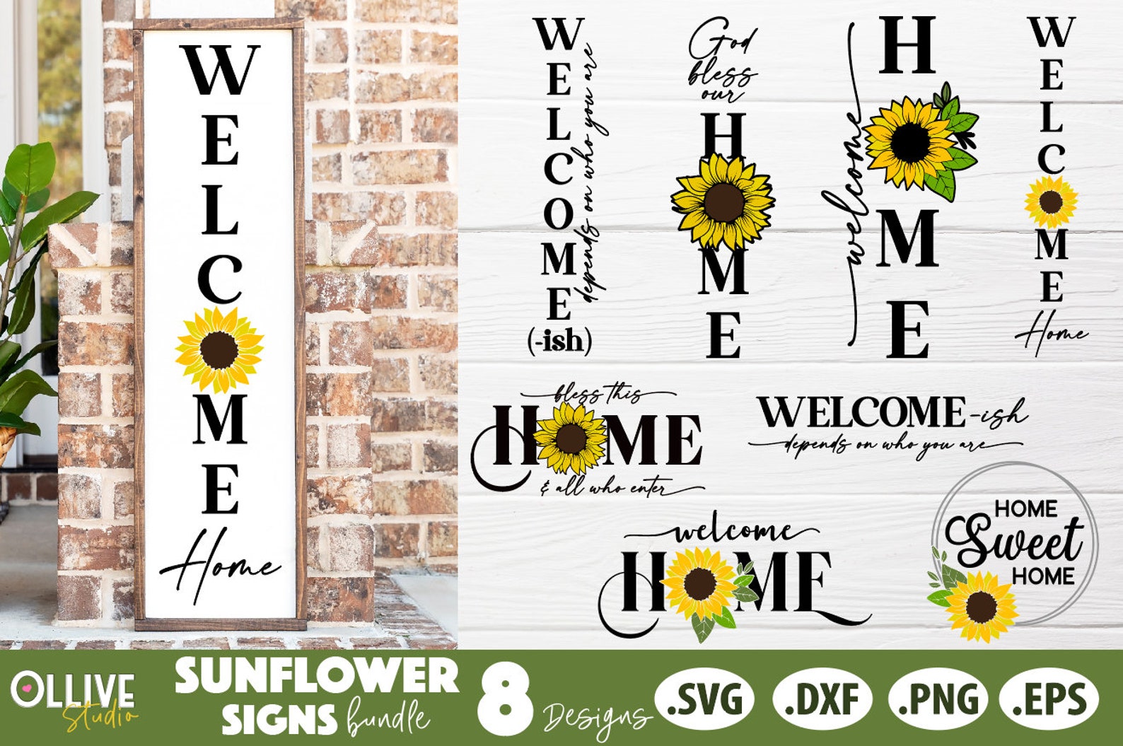 Sunflower Porch Sign SVG Bundle, Sunflower Home Sign SVG - Etsy